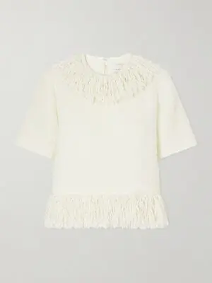 LIBEROWE Fringed Wool-blend Tweed Top