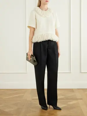 LIBEROWE Fringed Wool-blend Tweed Top