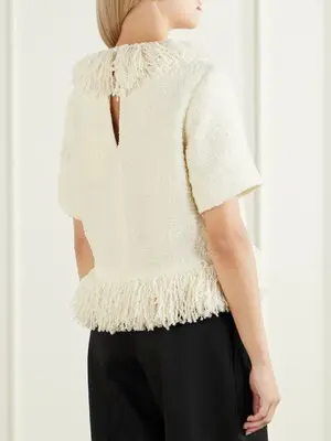 LIBEROWE Fringed Wool-blend Tweed Top