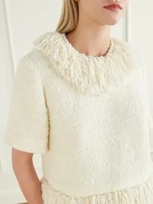 LIBEROWE Fringed Wool-blend Tweed Top