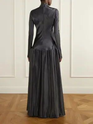 FFORME Mila Textured-satin Turtleneck Maxi Dress