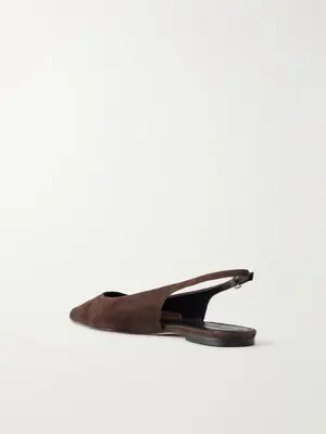 AeydĒ Annora Suede Slingback Flats - Brown