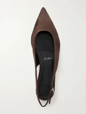 AeydĒ Annora Suede Slingback Flats - Brown