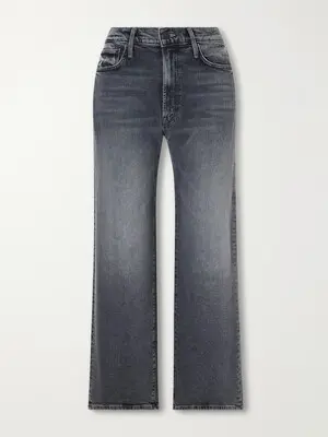 MOTHER The Dodger Flood Cropped Mid-rise Straight-leg Jeans - Gray