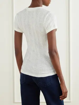 MOTHER The Itty Bitty Ringer Ribbed Cotton-jersey T-shirt - White