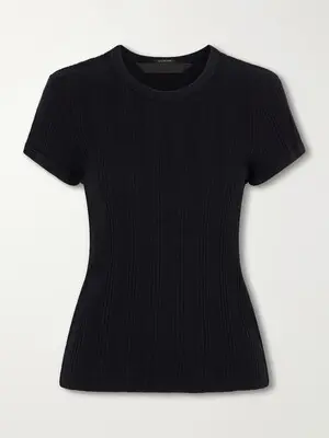 MOTHER The Itty Bitty Ringer Ribbed Cotton-jersey T-shirt - Black