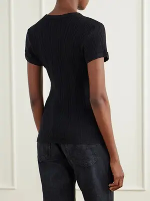MOTHER The Itty Bitty Ringer Ribbed Cotton-jersey T-shirt - Black