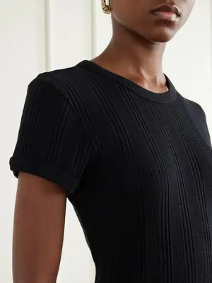 MOTHER The Itty Bitty Ringer Ribbed Cotton-jersey T-shirt - Black
