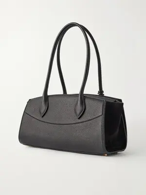 FERRAGAMO Studio East West Suede-trimmed Textured-leather Shoulder Bag
