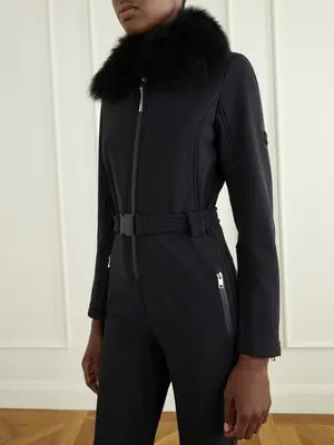 YVES SALOMON Shearling-trimmed Belted Ski Suit