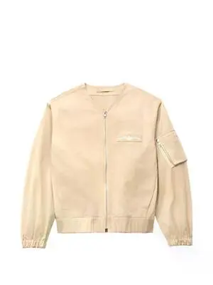 Kenzo Paris Emblem Collarless Bomber Jacket - Neutrals
