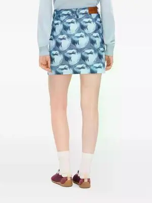 Kenzo Apple Pop Printed Straight Mini Denim Skirt