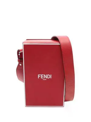 Fendi Vitello Fluffy Logo Vertical Box Cross Body Bag