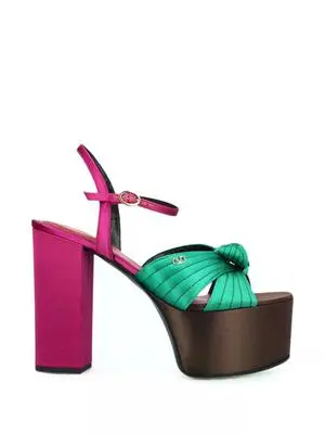 Valentino Garavani Sandals With Crasher Platform In Satin 125mm - Green
