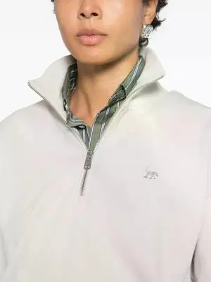Maison Kitsuné Quarter-zip Fox-patch Sweatshirt - Grey