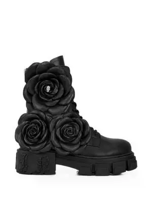 Philipp Plein Lace-up Boots Gothic Plein Flowers
