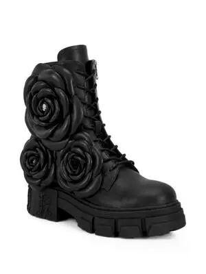 Philipp Plein Lace-up Boots Gothic Plein Flowers