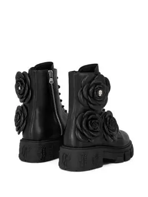 Philipp Plein Lace-up Boots Gothic Plein Flowers