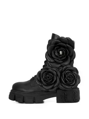 Philipp Plein Lace-up Boots Gothic Plein Flowers