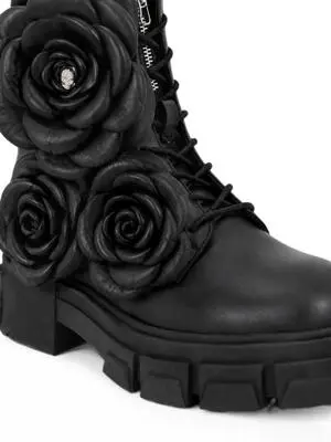 Philipp Plein Lace-up Boots Gothic Plein Flowers