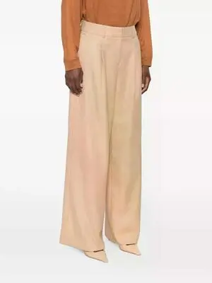 MAISON123 Pleated Wide-leg Trousers - Neutrals