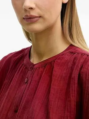 Sisley Gathered-detail Button-up Blouse - Red
