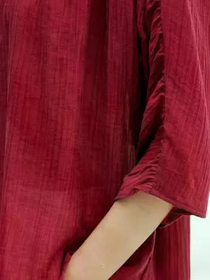 Sisley Gathered-detail Button-up Blouse - Red