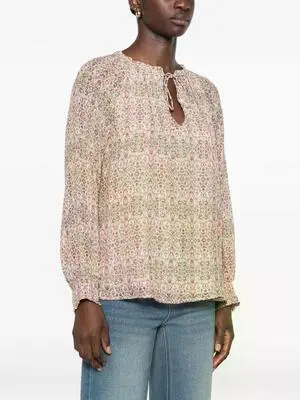 MAISON123 Damia Floral-print Tie-neck Blouse