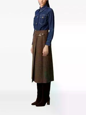 Claudie Pierlot Straight Check Wool Blend Skirt