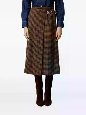 Claudie Pierlot Straight Check Wool Blend Skirt