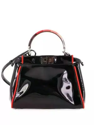 Fendi Resin Handle Peekaboo Patent Mini Shoulder Bag