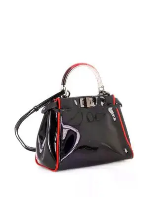 Fendi Resin Handle Peekaboo Patent Mini Shoulder Bag