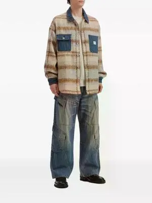 FIVE CM Check-pattern Denim-trim Shirt