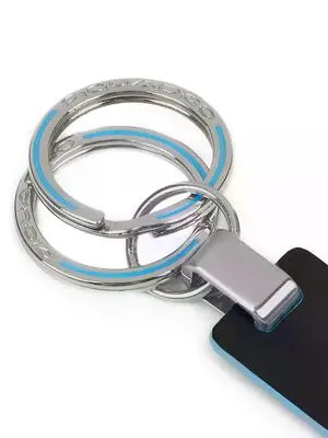 PIQUADRO Two-ring Leather Keyring - Black