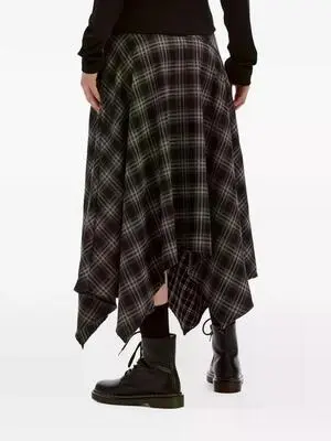 MUSIUM DIV. Check-pattern Asymmetric Skirt