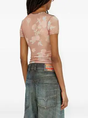 DIESEL® Floral-print Ribbed Jersey Top - Brown