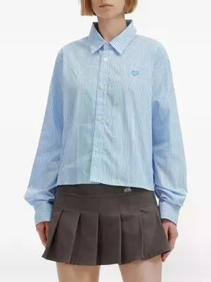 CHOCOOLATE Striped Heart-patch Shirt
