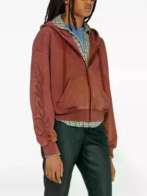 DIESEL® Zip-up Hoodie With Puff-print Floral Logo