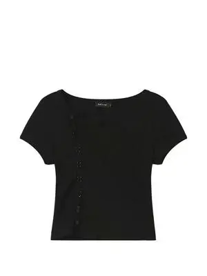 TOUT A COUP Button-fastening Ribbed T-shirt - Black