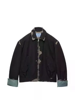 Prada Bonded-leather And Houndstooth Jacket