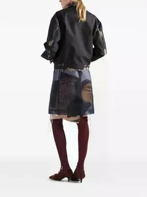 Prada Bonded-leather And Houndstooth Jacket