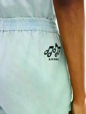 Kenzo Sounds Washed Chambray Mini Shorts