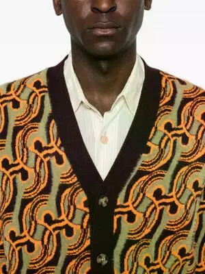 Drole De Monsieur Abstract-pattern Jacquard-knit Cardigan