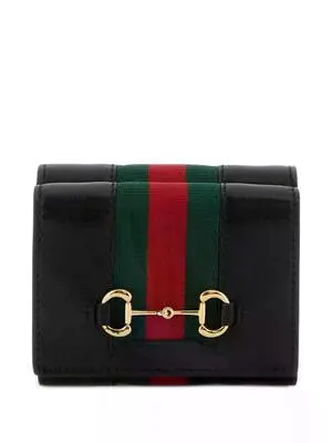 Gucci Horsebit Web Small Tri-fold Wallet - Black
