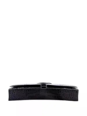 Balenciaga Hourglass Stretch Top Handle Bag Crocodile Embossed Leather Satchel