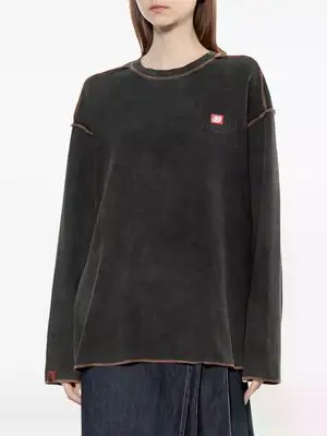 MINI CREAM Contrast-stitch Long-sleeve T-shirt
