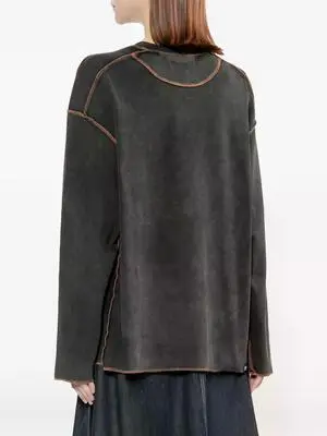 MINI CREAM Contrast-stitch Long-sleeve T-shirt