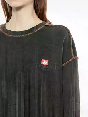 MINI CREAM Contrast-stitch Long-sleeve T-shirt