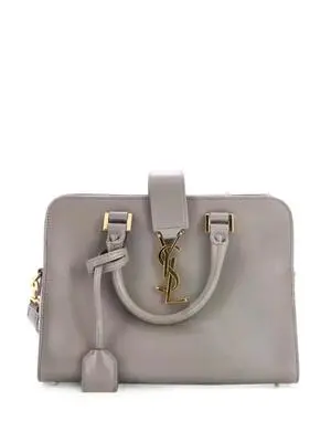 Saint Laurent Monogram Cabas Leather Baby Satchel - Grey