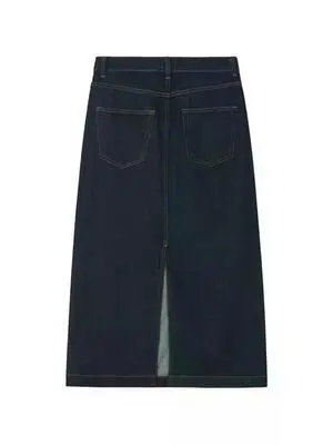 CHOCOOLATE Contrast-stitch Denim Midi Skirt